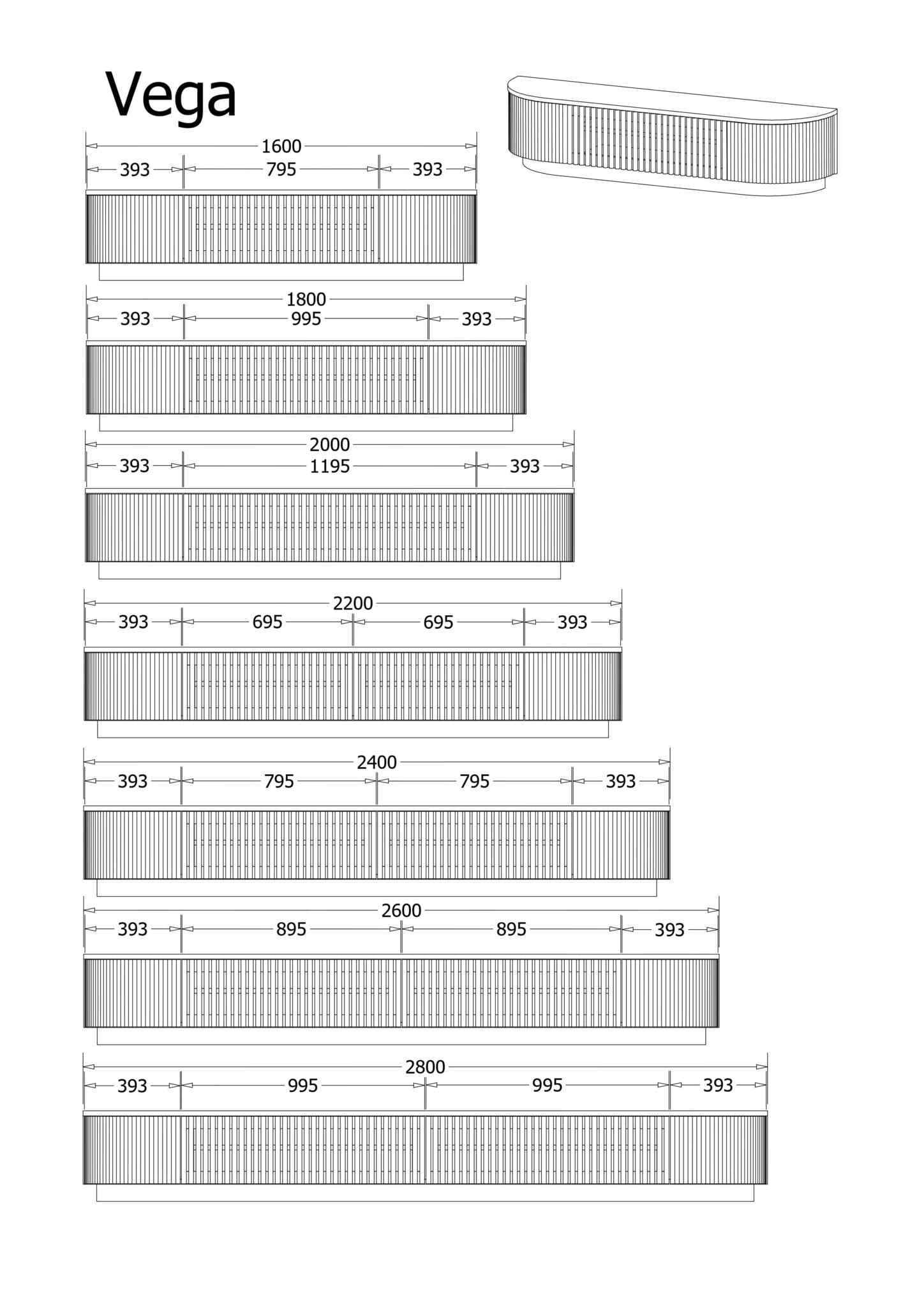 Kurvad mediabänk VEGA - massiv ek - DESIGN4U